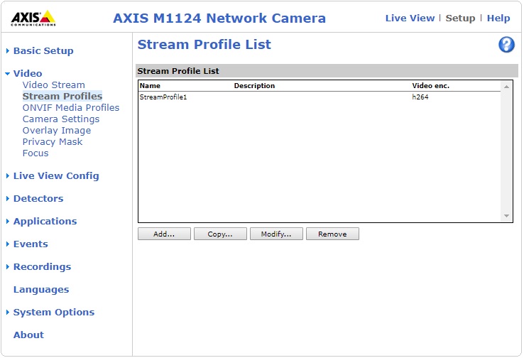 VXS: Axis Cameras require Stream Profile to be configured on the camera ...
