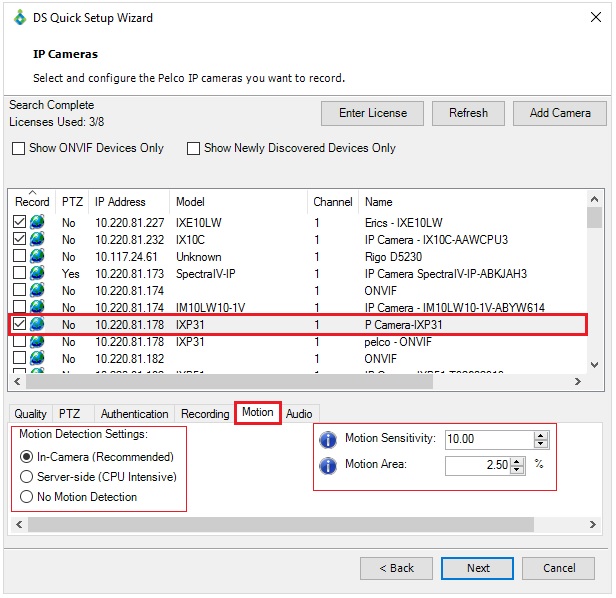 How to configure motion recording on a DigitalSentry system.