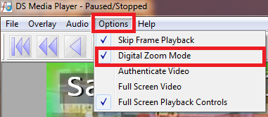 Can you Digital Zoom an exported video clip in DS Media Player?