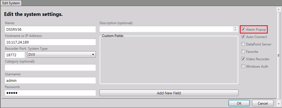DS ControlPoint alarm popup is enabled but DSSI (Digital Sentry System ...