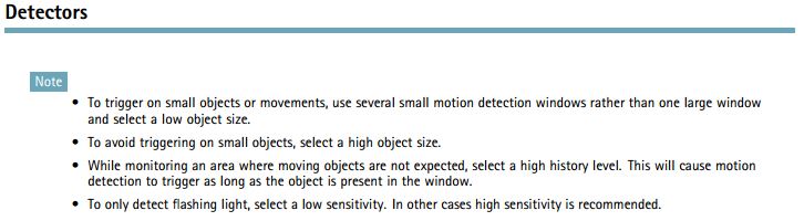 Configure Motion detection in Axis IP camera web interface