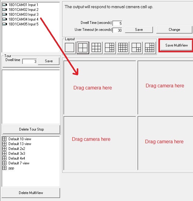How do you program a camera tour on ENC5416/ENC5516 output 1?