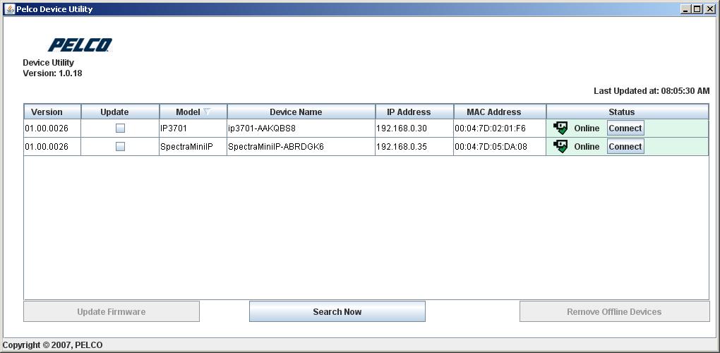 How do I find Network Cameras using the Pelco Device Utility 1.0
