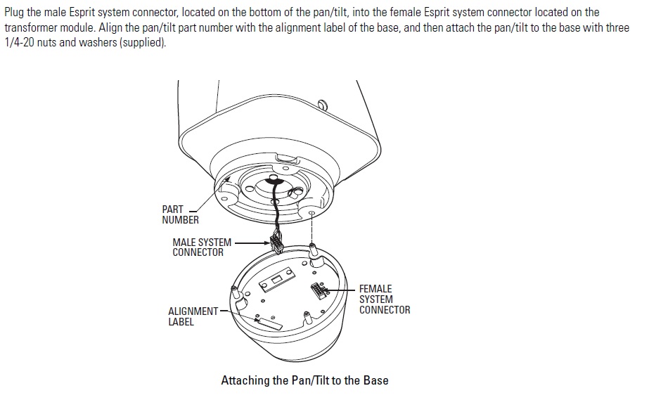 Install Esprit Pan Tilt (PT) to Power module (ESTX).