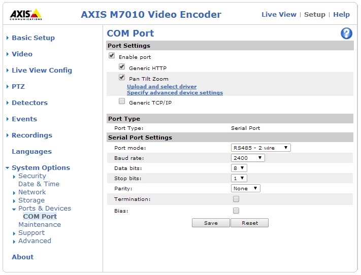 Where do I connect the data wires from a PTZ to an Axis Encoder?