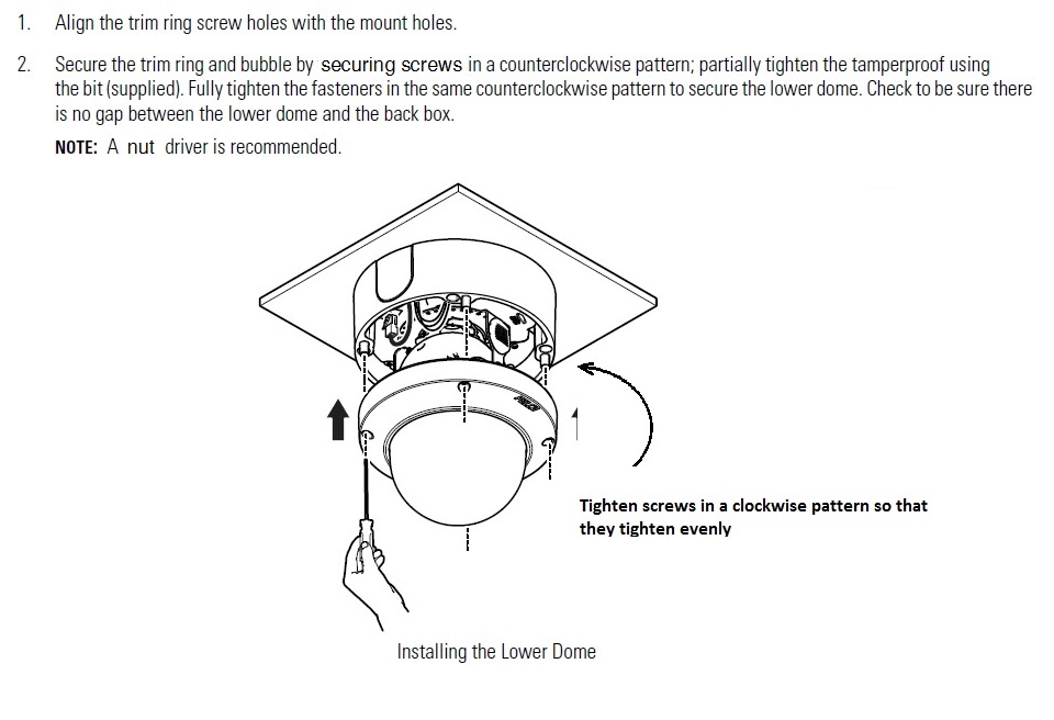 How do I Install the Lower Dome on the IMM series cameras