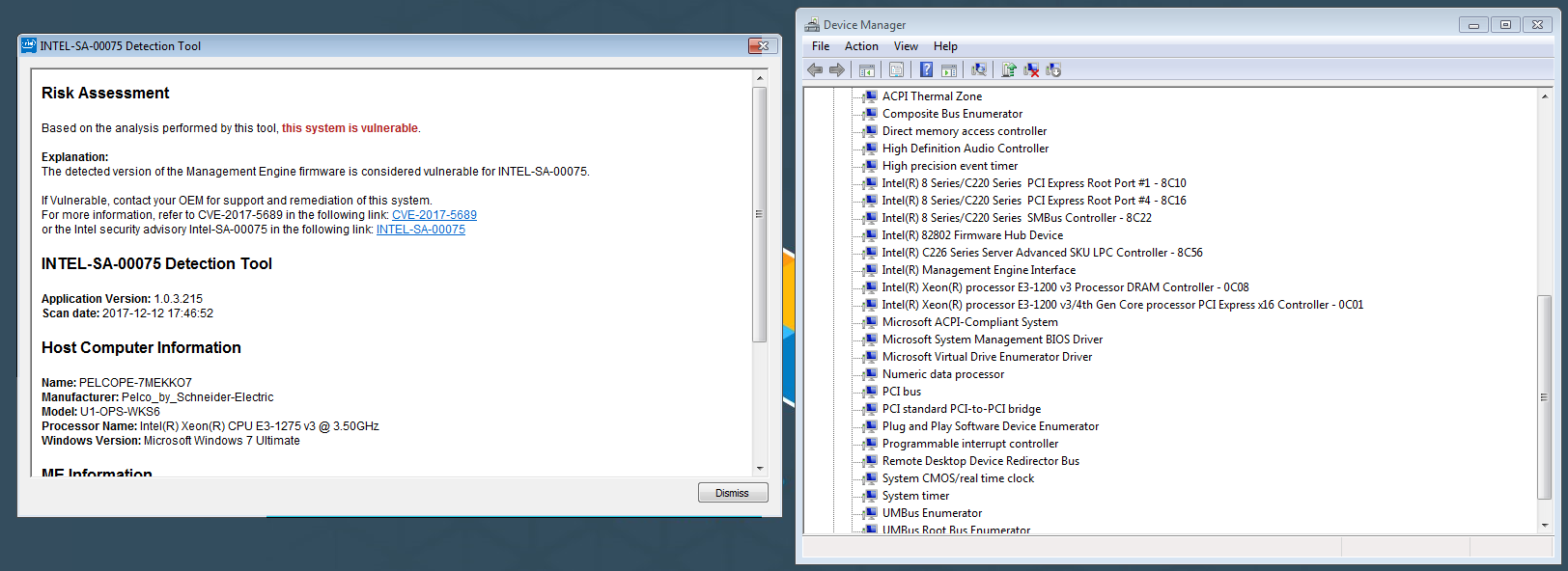 Intel ME Vulnerability and Mitigation for VxE Product Line