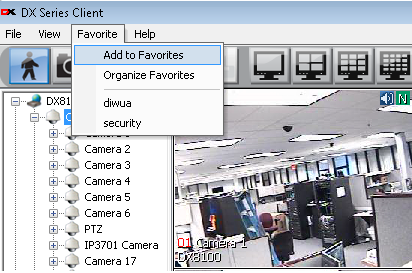 How to save a screen layout as a favorite on the DX Series Client.