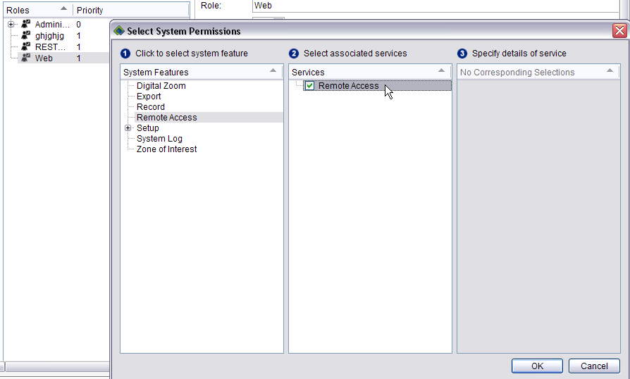 Create a Role that Allows Users Access to the Pelco Web Viewer on the SM5200