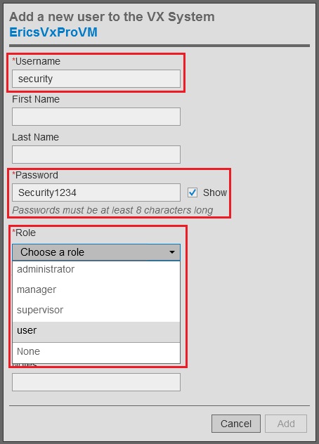 VxPro: Managing Users