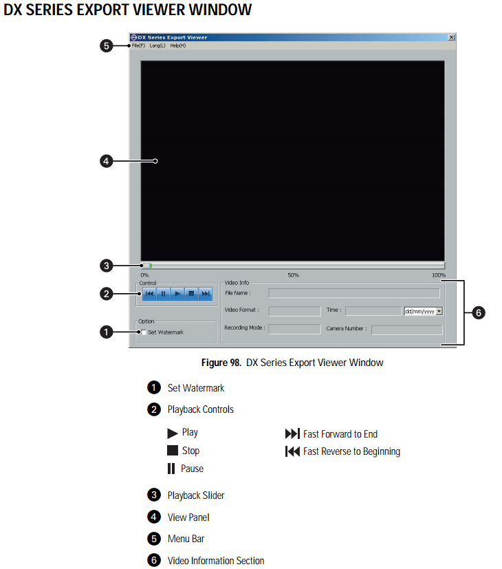 How to review exported video (.exp) using the DX Series Export Viewer.