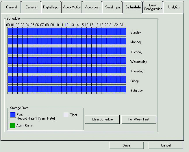 Create alarm recording schedules for cameras in Digital Sentry.