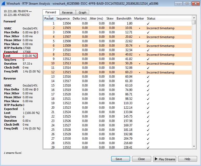 How to determine UDP packet loss of IP cameras connected to a Pelco VMS