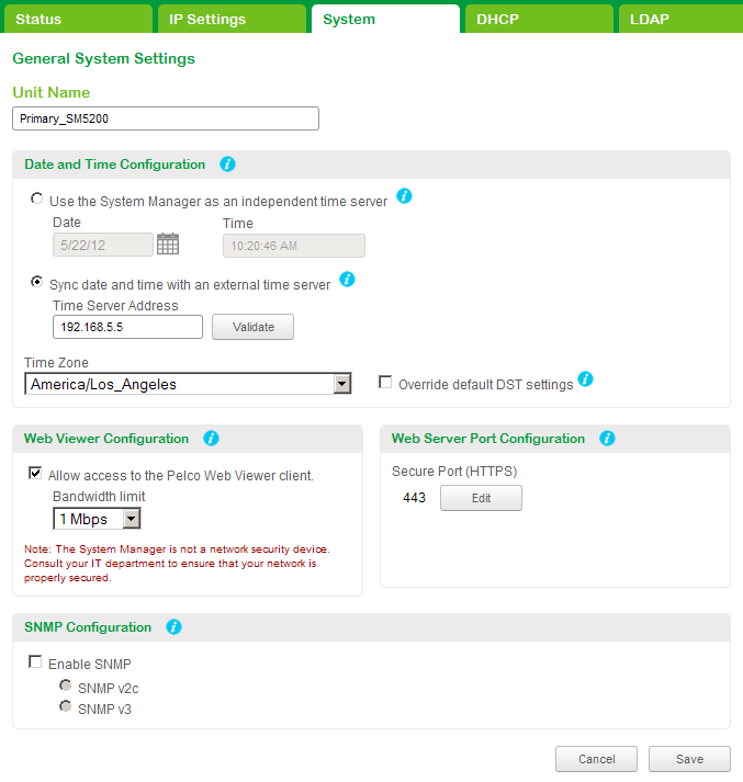 Viewing Live or Recorded video from Endura SM5200 WebUI.