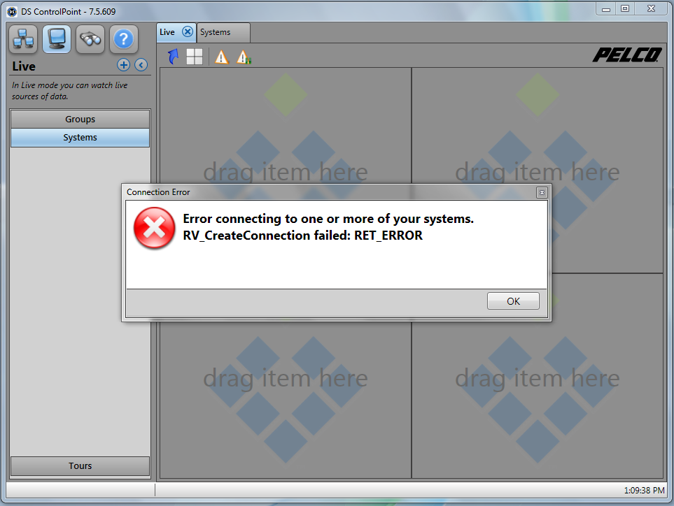 DS ControlPoint reports "Error connecting to one or more of your ...