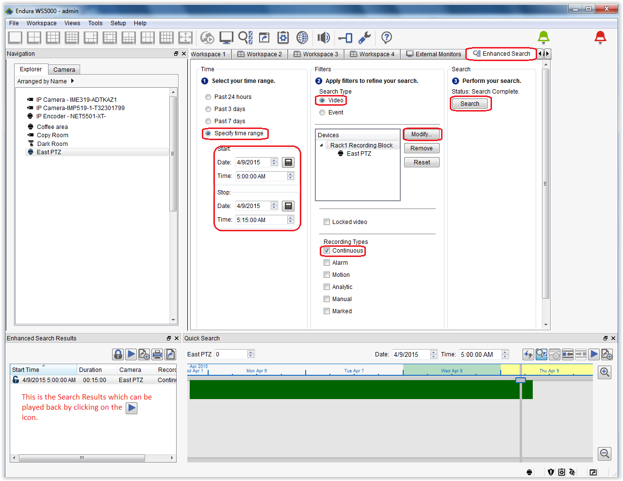 What is Enhanced Search in the WS5000 Advanced Management Software?