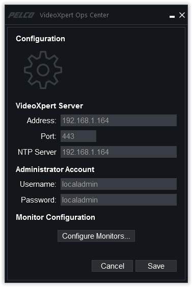 VideoXpert: OpsCenter Installation/Update Single Monitor Configuration ...