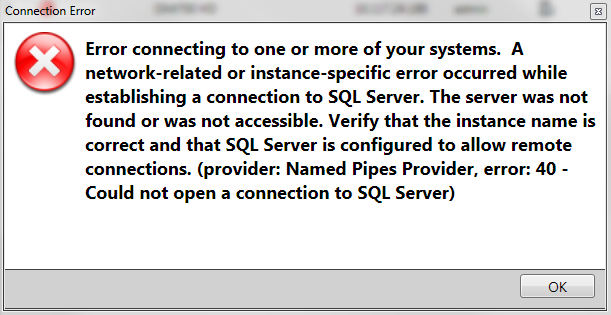 DS ControlPoint errors when connecting to a Digital Sentry system with ...