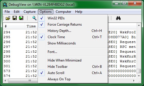 How to install and use Sysinternals DebugView to create a log file