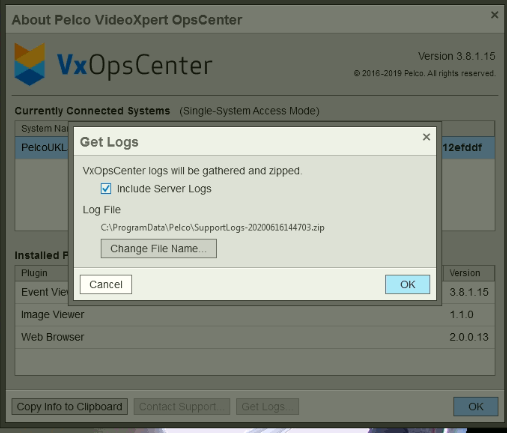 VideoXpert: Obtaining system logs for the Core, Media Gateway, Ops ...