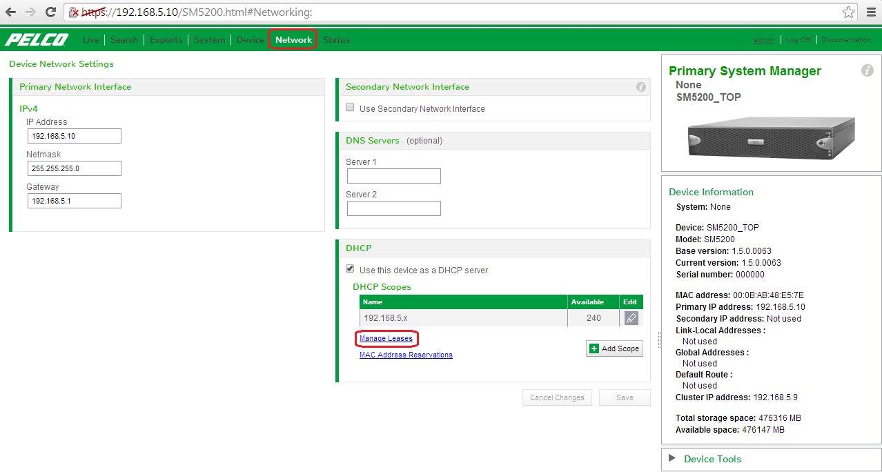 How to delete a DHCP lease on an SM5200