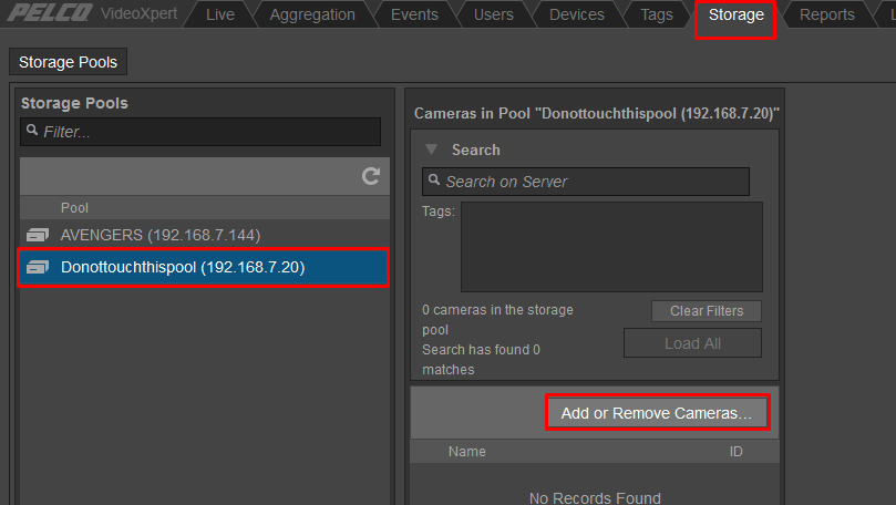 VideoXpert: How to add or remove Pelco cameras to a recorder.