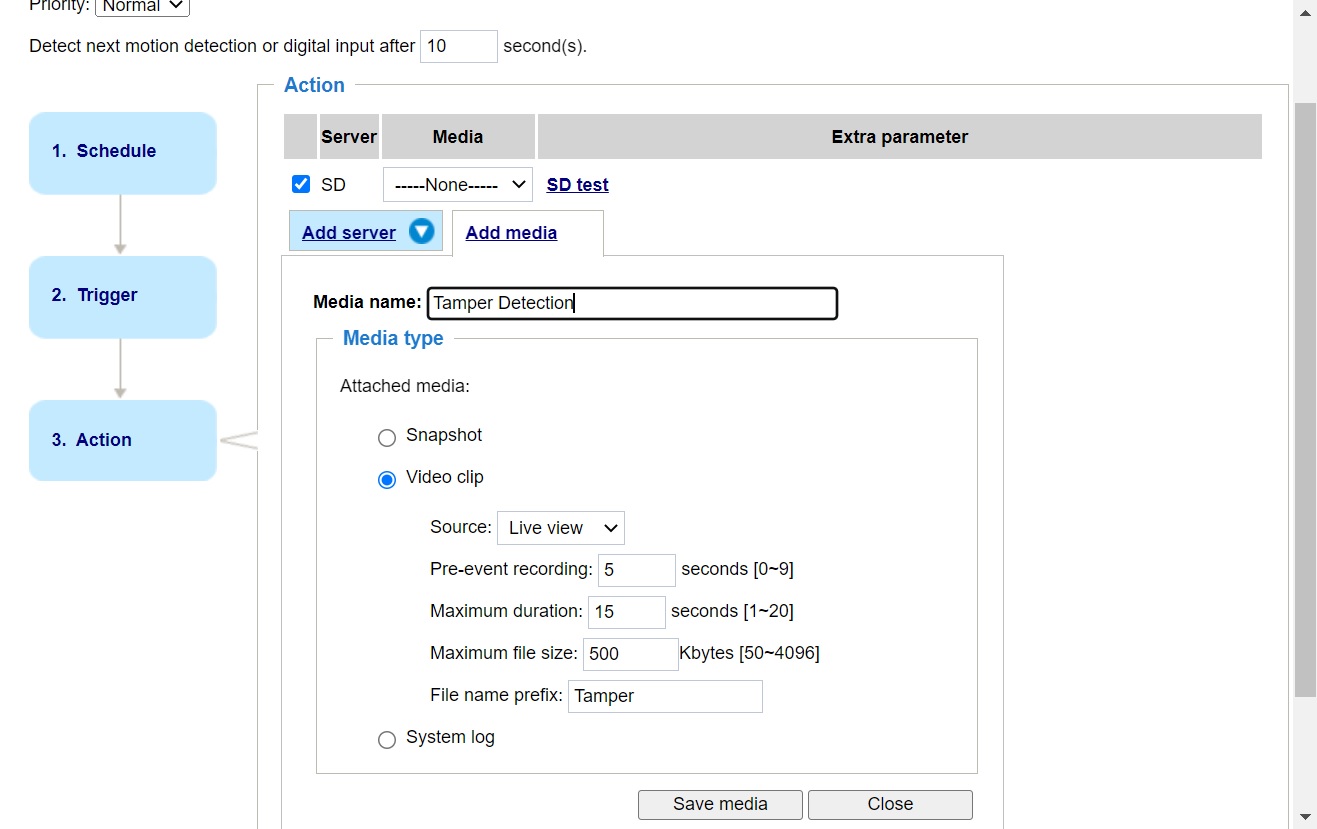 How to configure SD card recording in Sarix Value series cameras based on Tampering Detection.