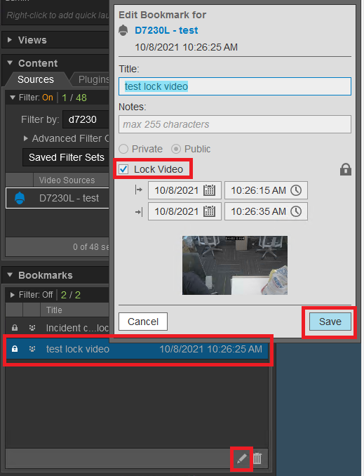 How to lock video in VideoXpert