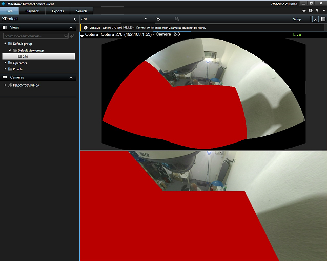 Red view on Optera camera in Milestone VMS