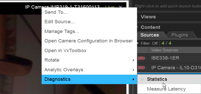 VideoXpert OpsCenter: running diagnostics to get performance statistics