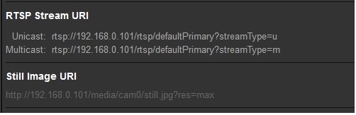 Exsite Enhance 2: RTSP Stream details for Exsite Enhance 2 cameras.