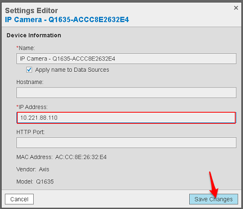 Need to change the IP address of a camera added to a VideoXpert system