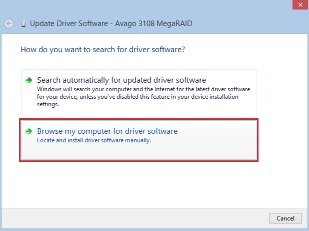 VxS: How to update the Windows Drivers for the RAID controller