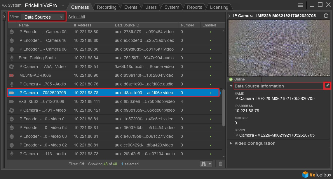 VideoXpert How to Rename Cameras Streams and Data Sources