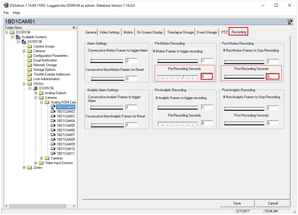 How to configure motion recording on a DigitalSentry system.