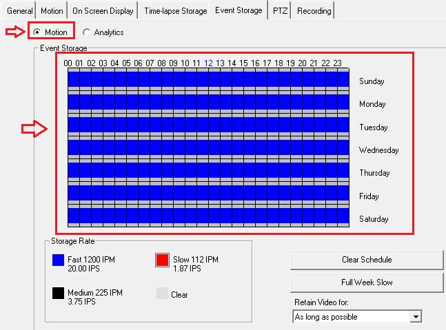 Programming recording schedules in the Digital Sentry software.