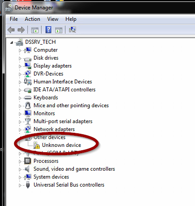 DigitalSentry Device Manager shows Unknown Device