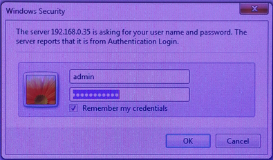 Camera login fails with Windows Security - Authentication Login pop-up