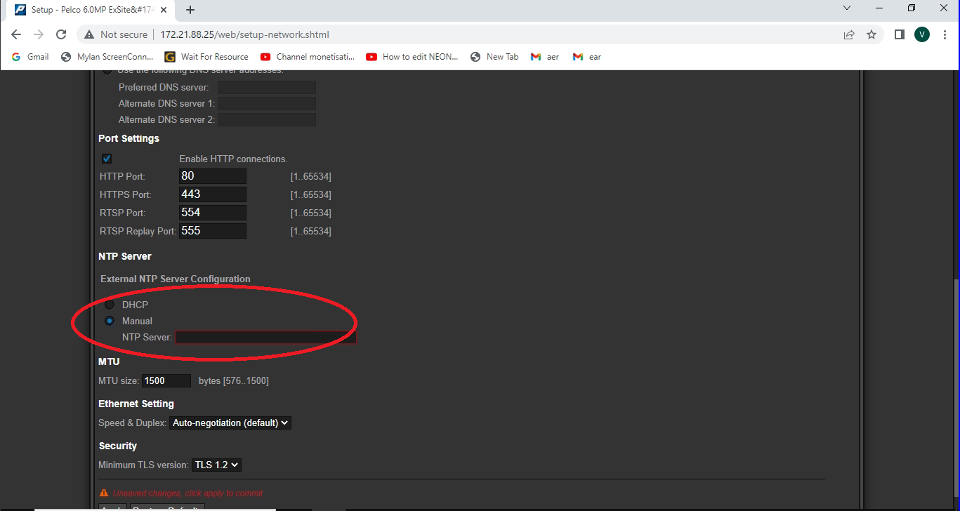 ExSite Series -How to Configure NTP server settings in the camera