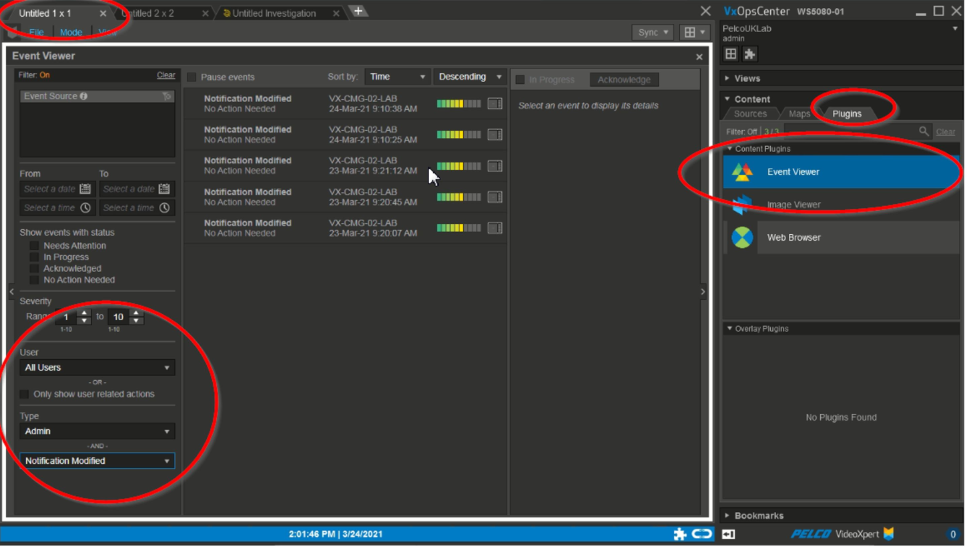 Viewing Events through VideoXpert OpsCenter