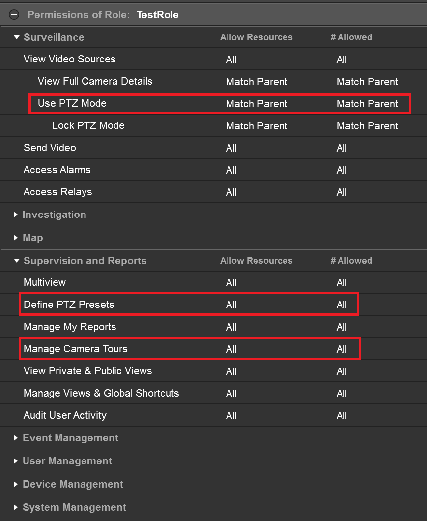 VideoXpert: Restrict PTZ access