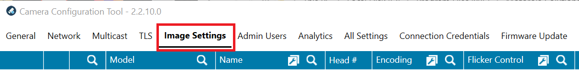 Camera Configuration Tool custom stream configuration