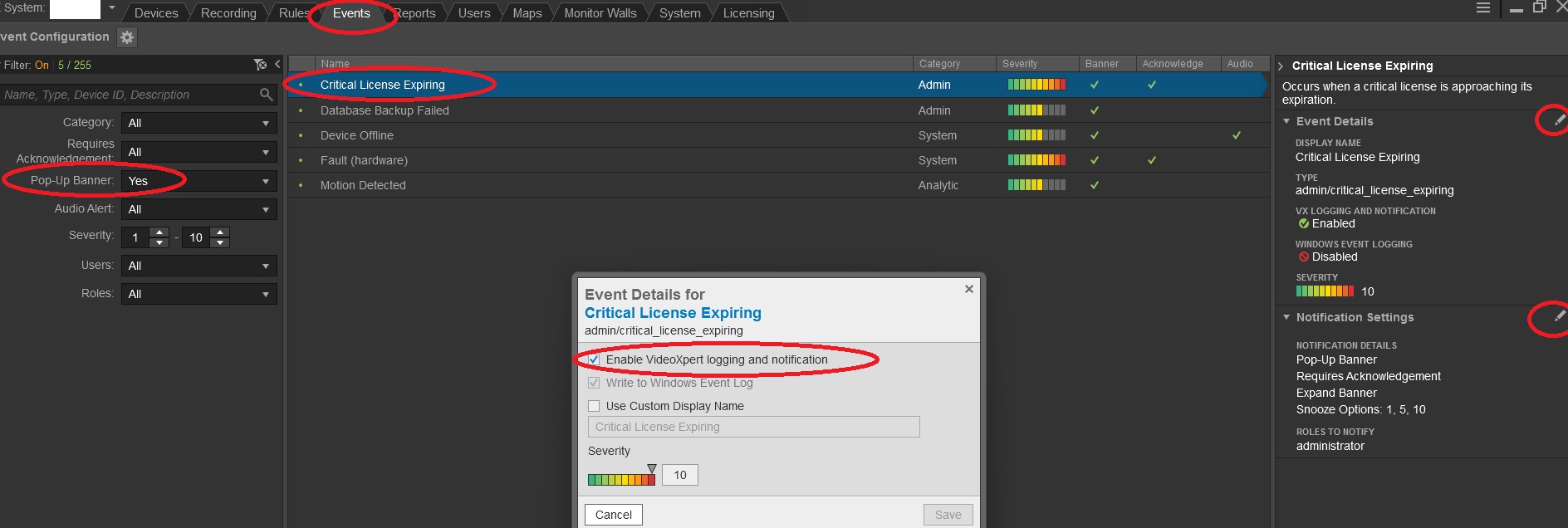 VideoXpert OpsCenter Prevent the Licence expiry message