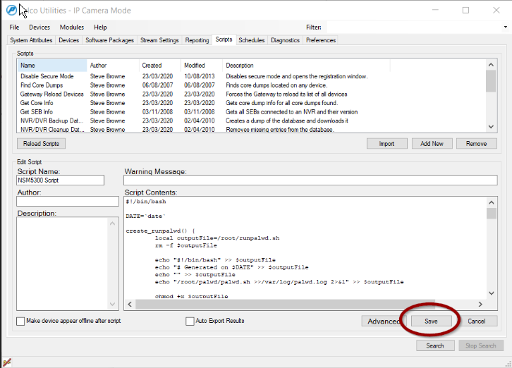 Endura NSM5300 Script to Prevent High PAL CPU Usage