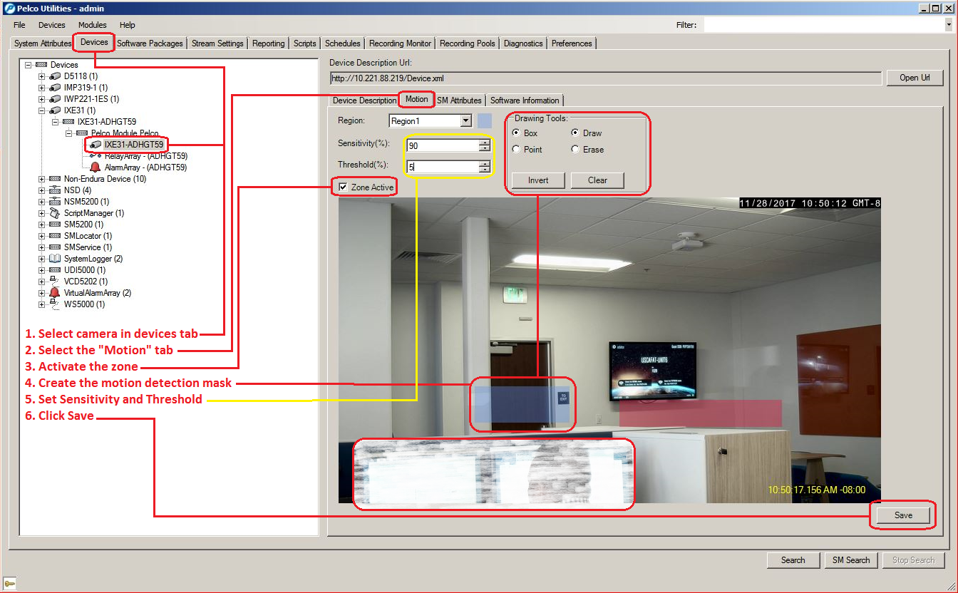 Use Pelco Utilities to configure motion detection settings in Pelco ...