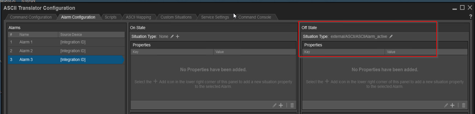 Creating Alarm Through ASCII Configuration Tool always under Off State