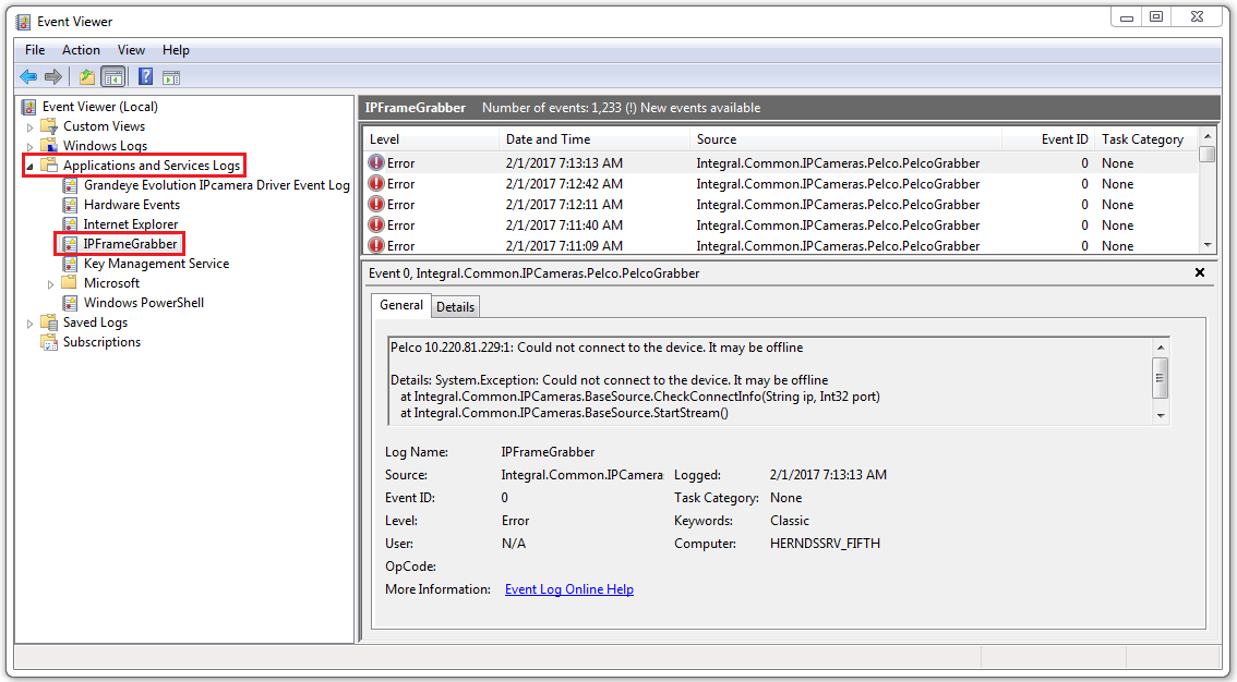 Digital Sentry: No live video from an IP camera in DS ControlPoint