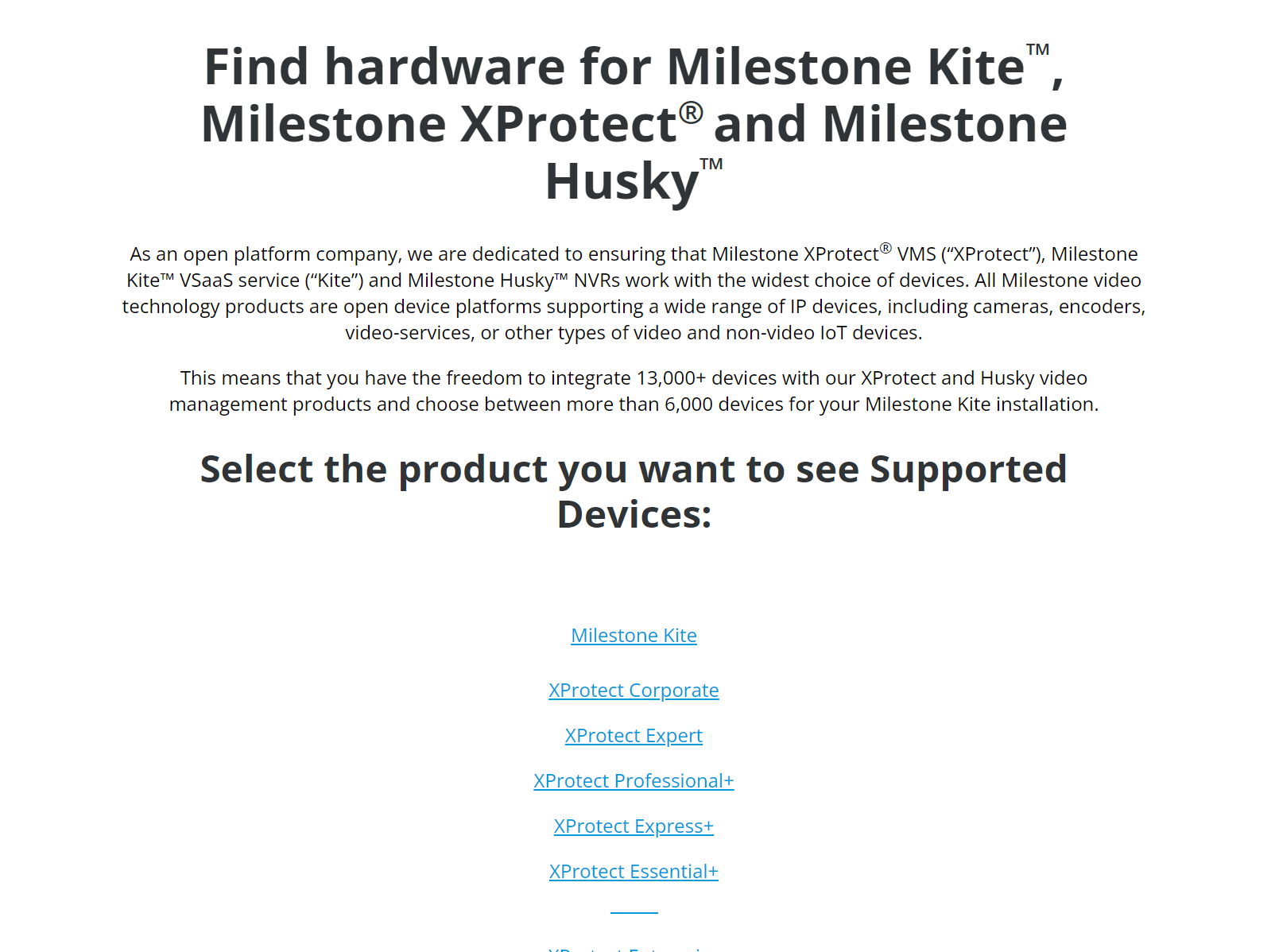 Pelco cameras supported by Milestone xProtect and Husky VMS