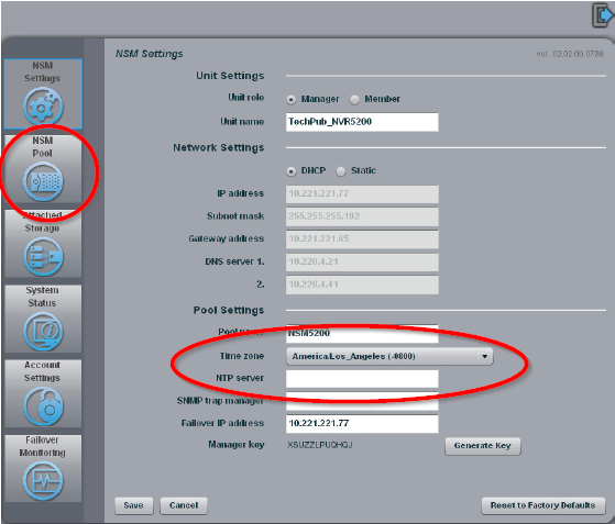 NSM5200 Pool Configuring NTP