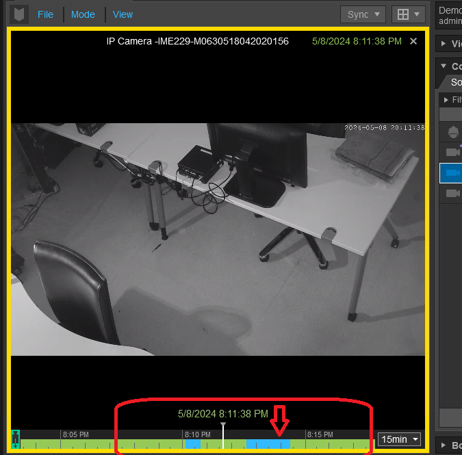 VideoXpert: Motion recording Blue bar overlay on the Continuous ...
